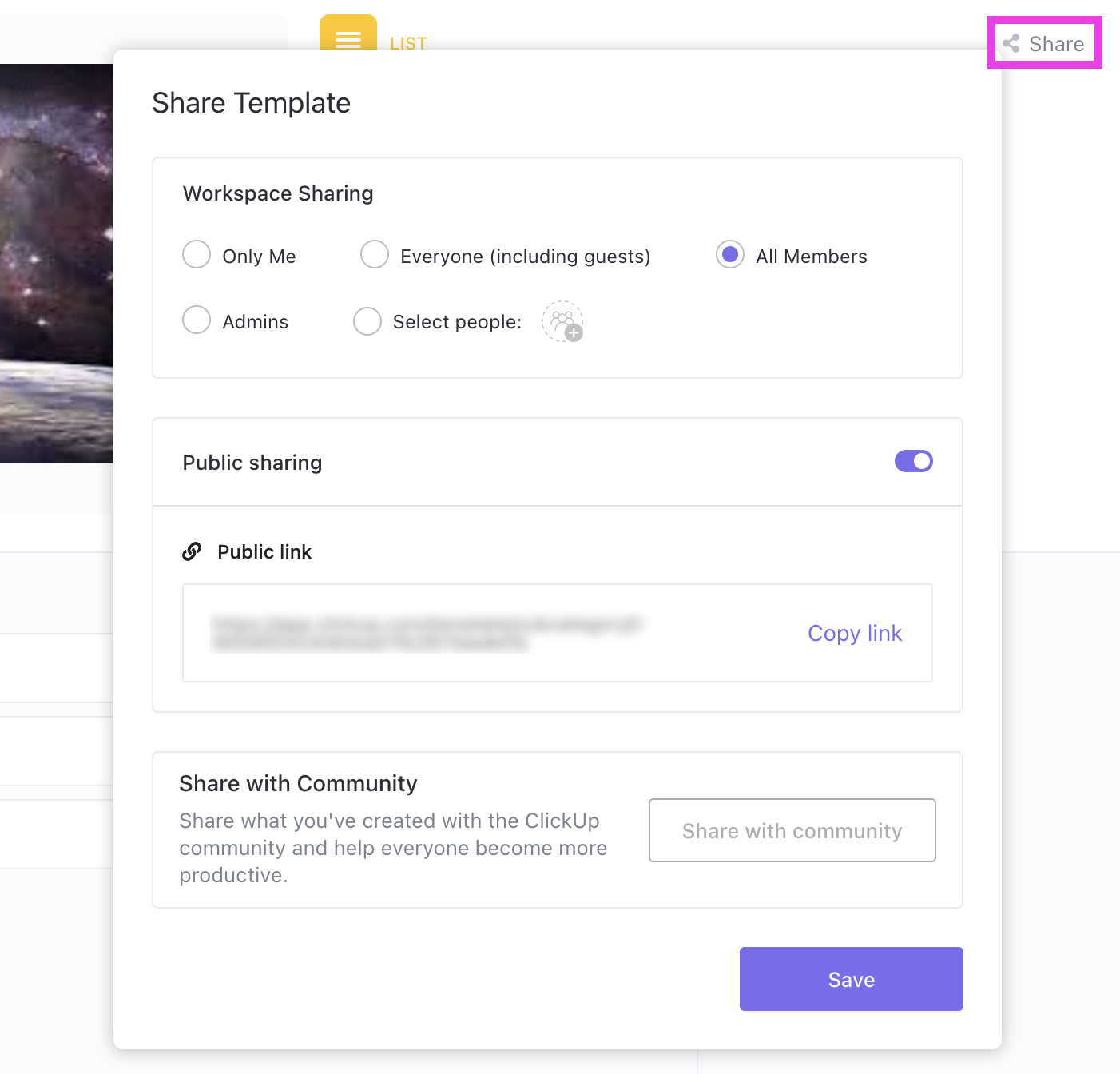 Share a template – ClickUp Help