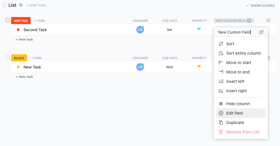 Intro to Custom Field Manager – ClickUp Help