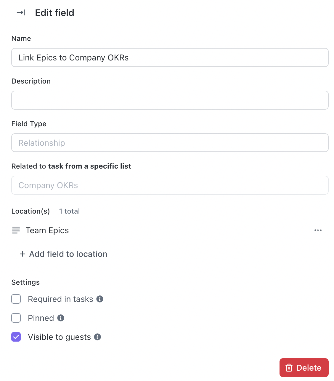 Use Relationship Custom Fields With Custom Field Manager Clickup Help 