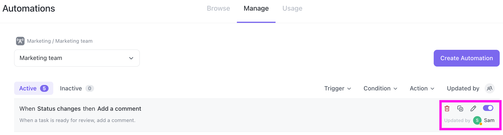 Manage Automations – ClickUp Help