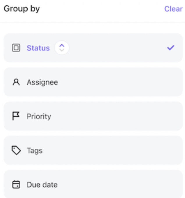 Group, sort, and filter tasks in List view on mobile – ClickUp Help