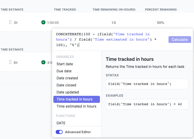 Use views for time reporting – ClickUp Help