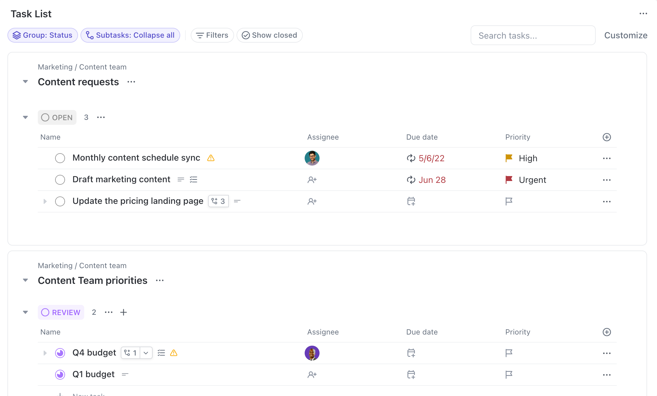 Task List cards – ClickUp Help