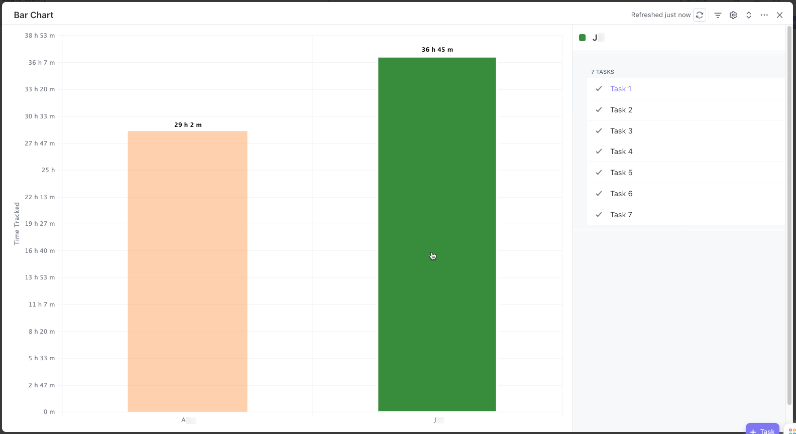Time Tracked in Dashboards – ClickUp Help