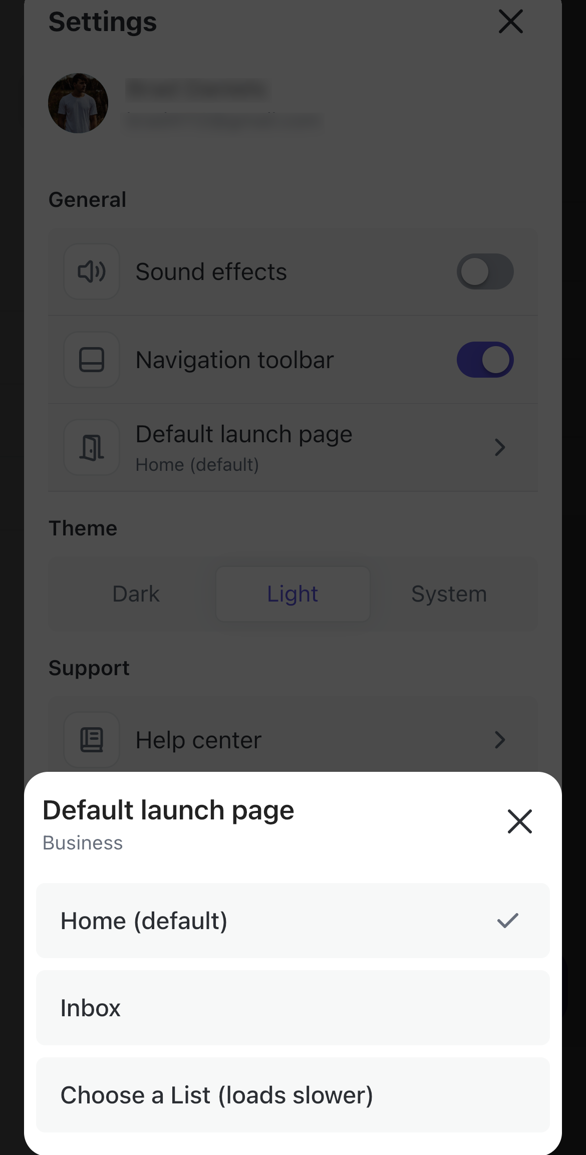 Choose your mobile launch page – ClickUp Help