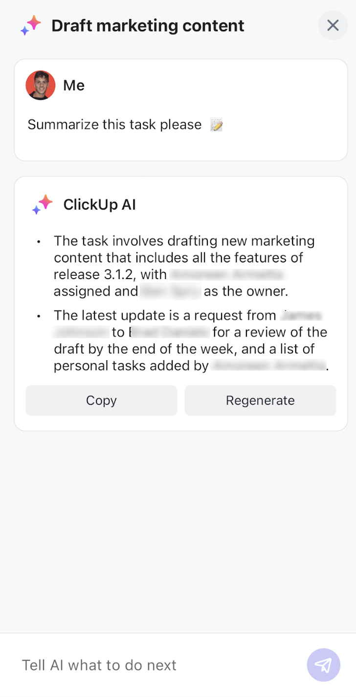 Summarize Tasks Using Clickup Ai On The Mobile App Clickup Help 