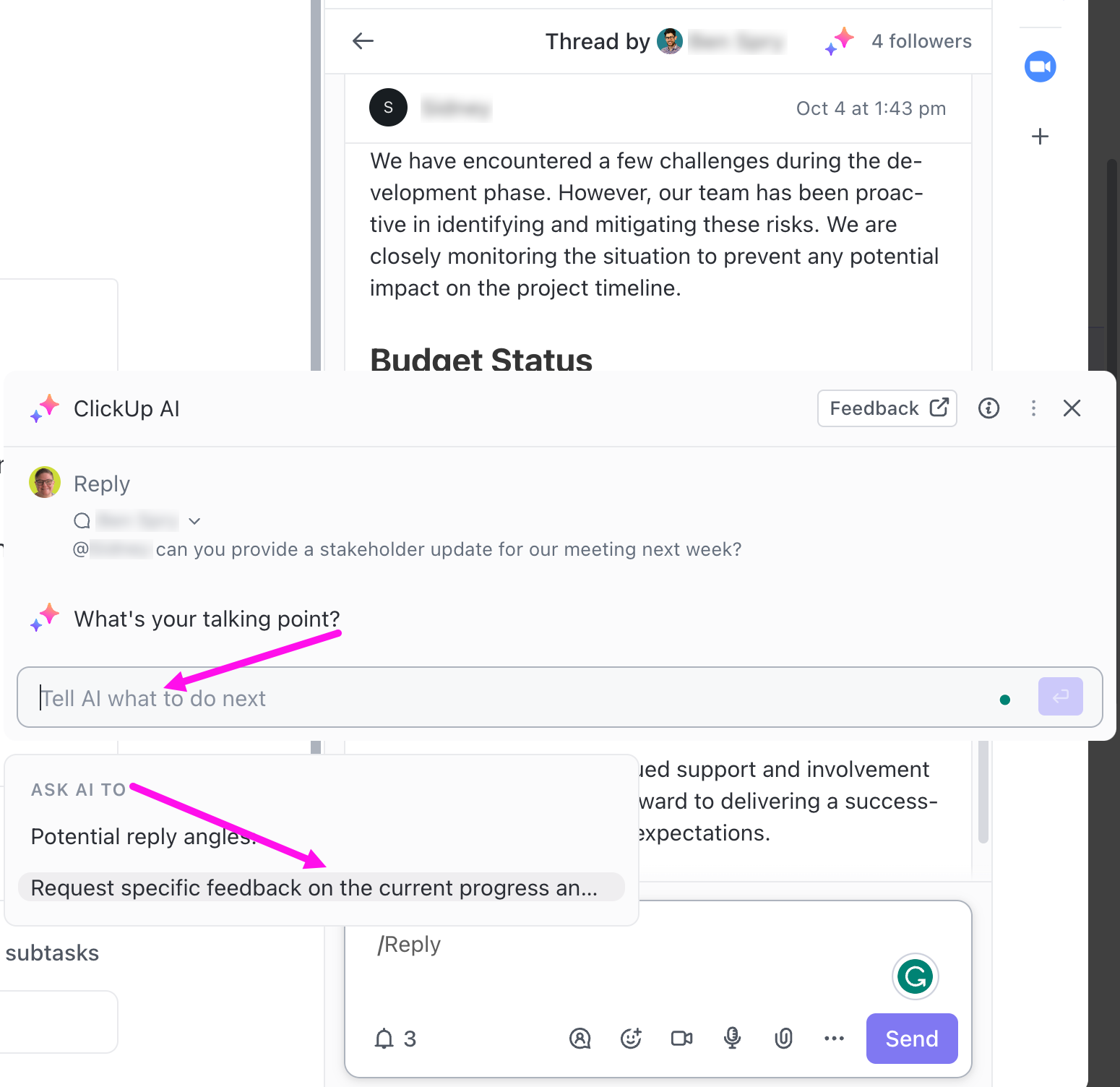 Reply to task comments – ClickUp Help