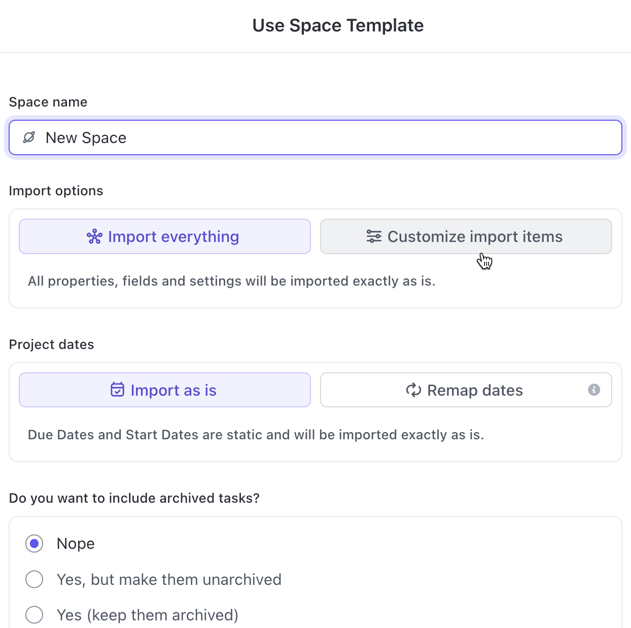 Create and edit Spaces – ClickUp Help