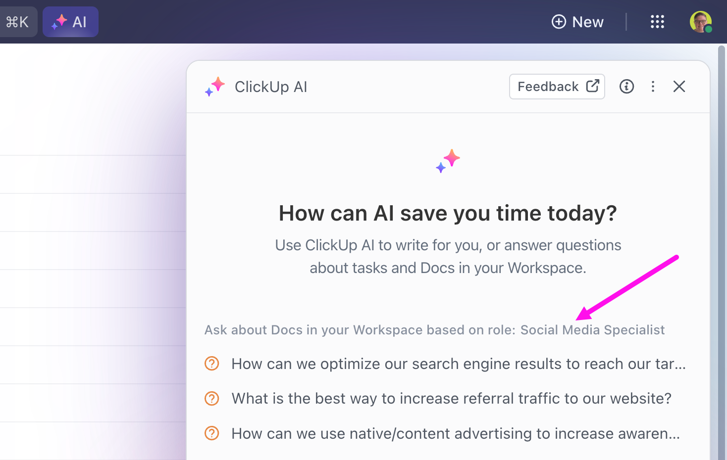 Use AI from anywhere in ClickUp – ClickUp Help