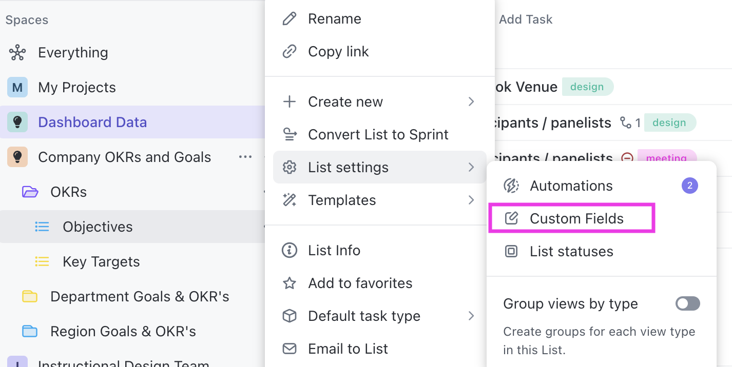 Create Custom Fields Clickup Help 