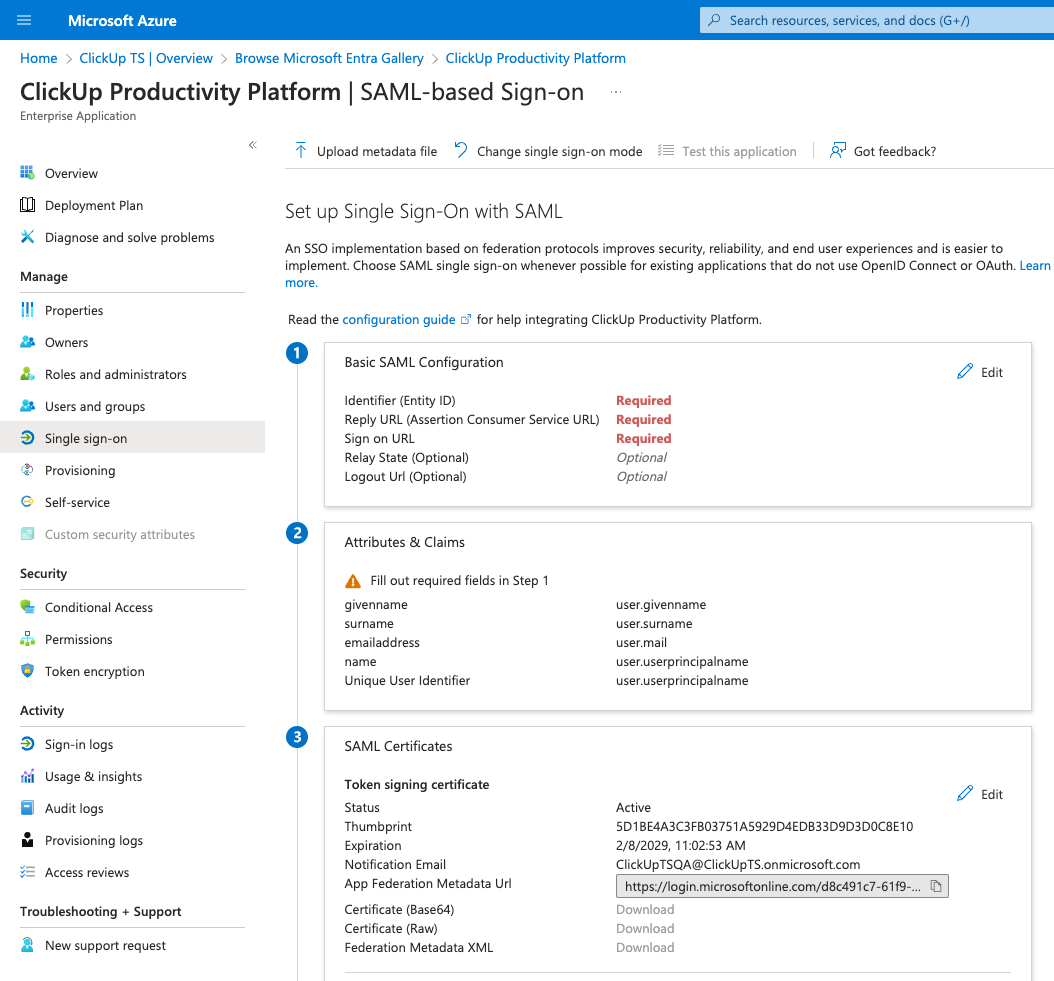 Microsoft single sign-on – ClickUp Help