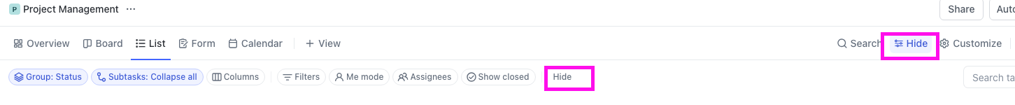 Customize List view – ClickUp Help