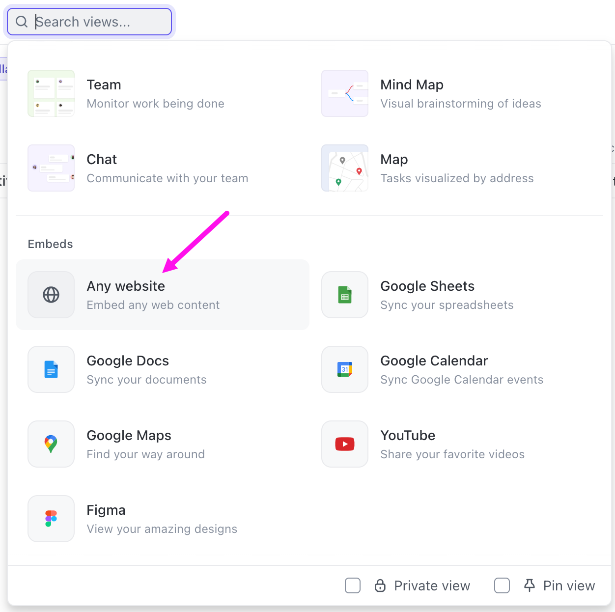 Add an Embed view – ClickUp Help
