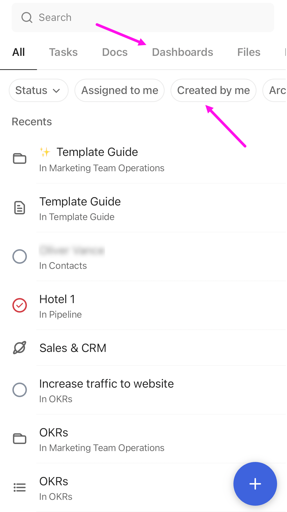 Search the mobile app – ClickUp Help