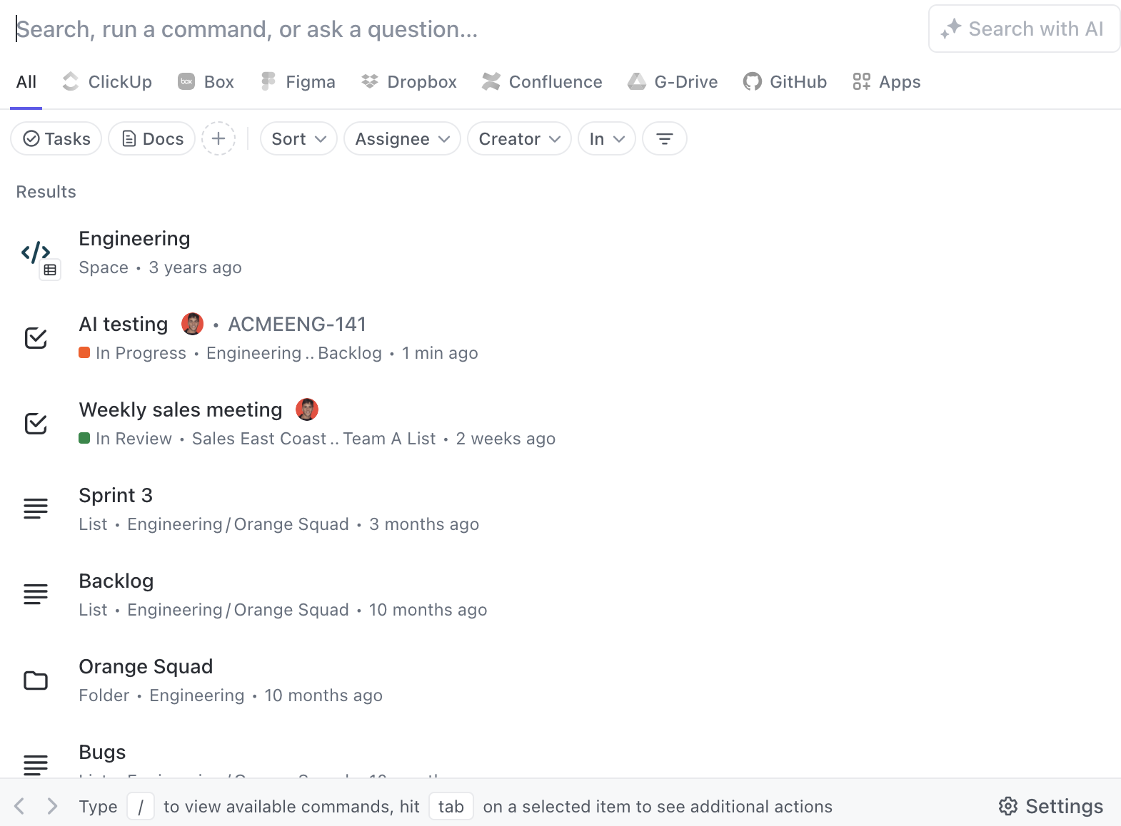 Intro to the Command Center – ClickUp Help