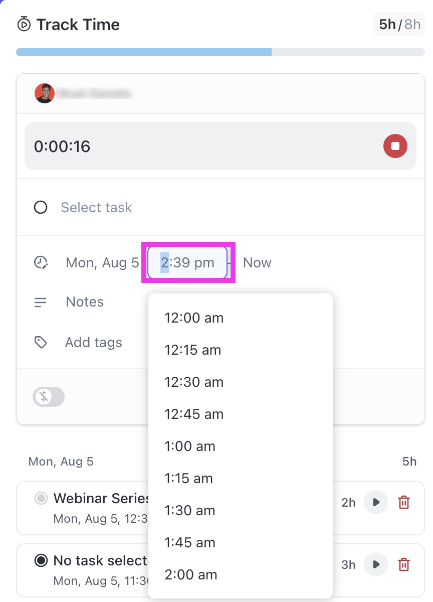 Edit time entries – ClickUp Help