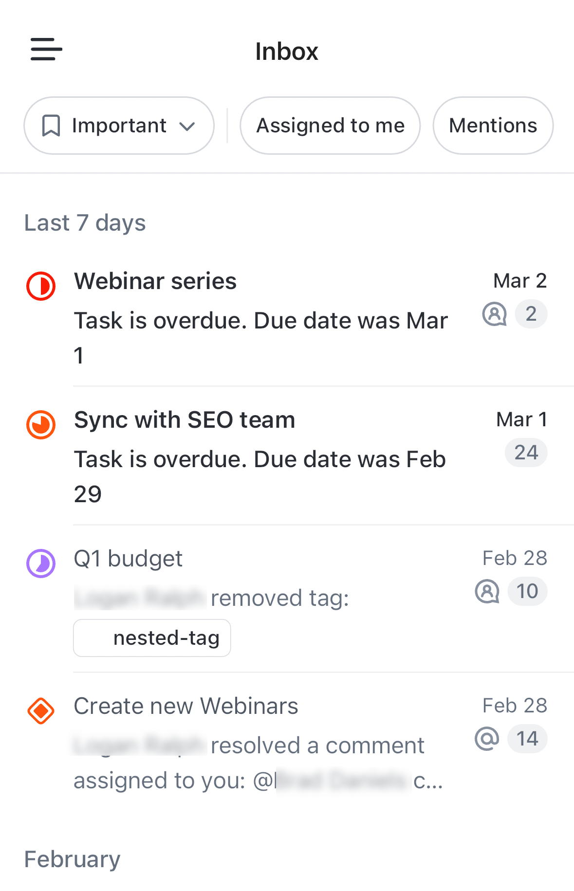 Intro to Inbox on mobile – ClickUp Help