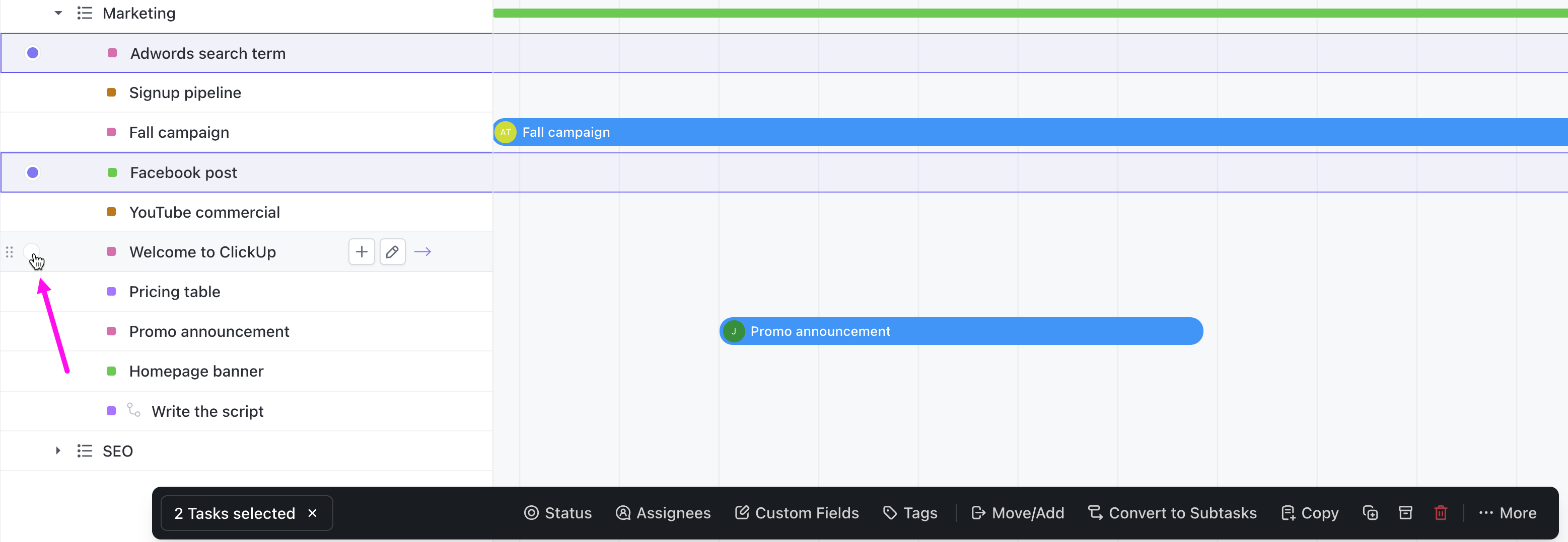 Create and share a Gantt view – ClickUp Help