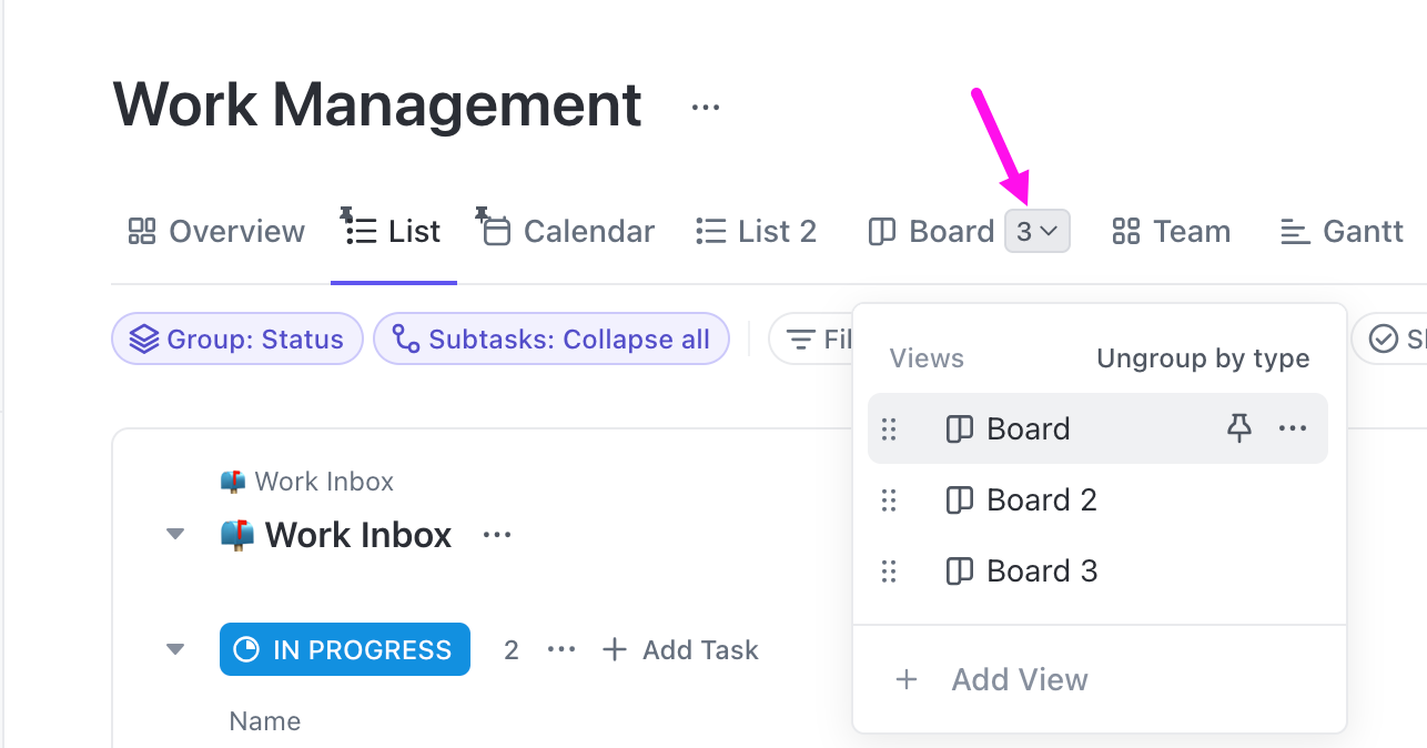 Group and reorder views – ClickUp Help