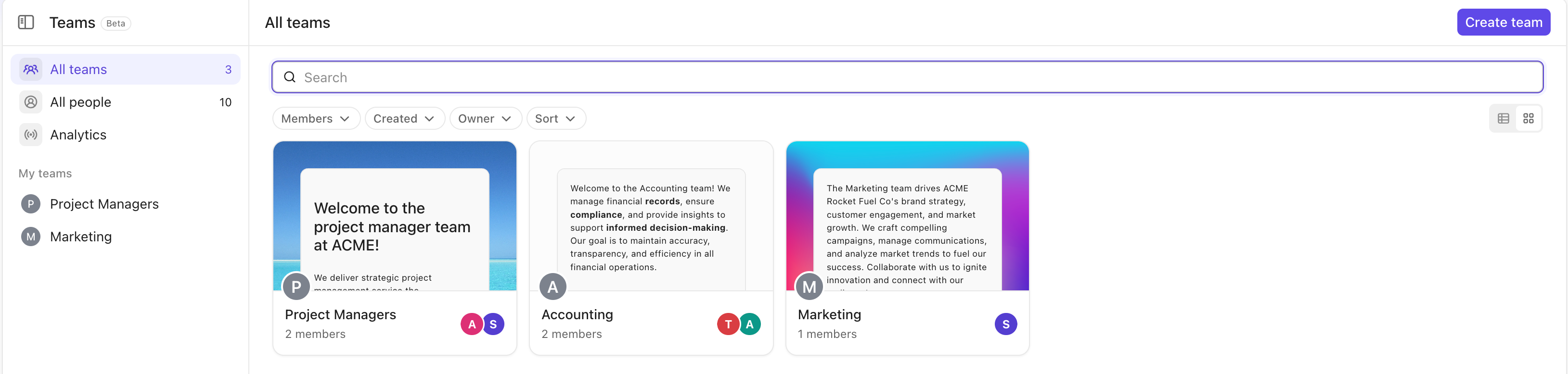 Intro to Teams Hub – ClickUp Help