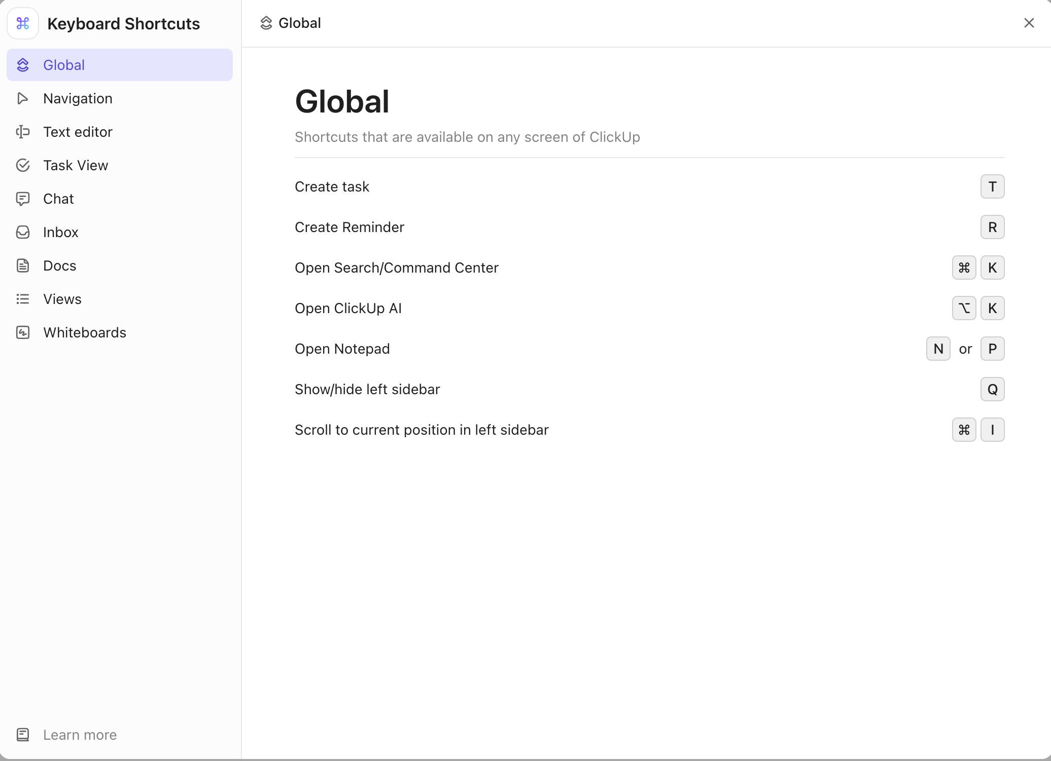 Use keyboard shortcuts – ClickUp Help