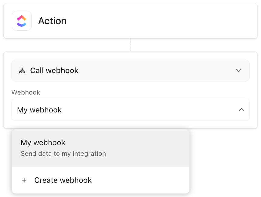 Create a task webhook Automation – ClickUp Help