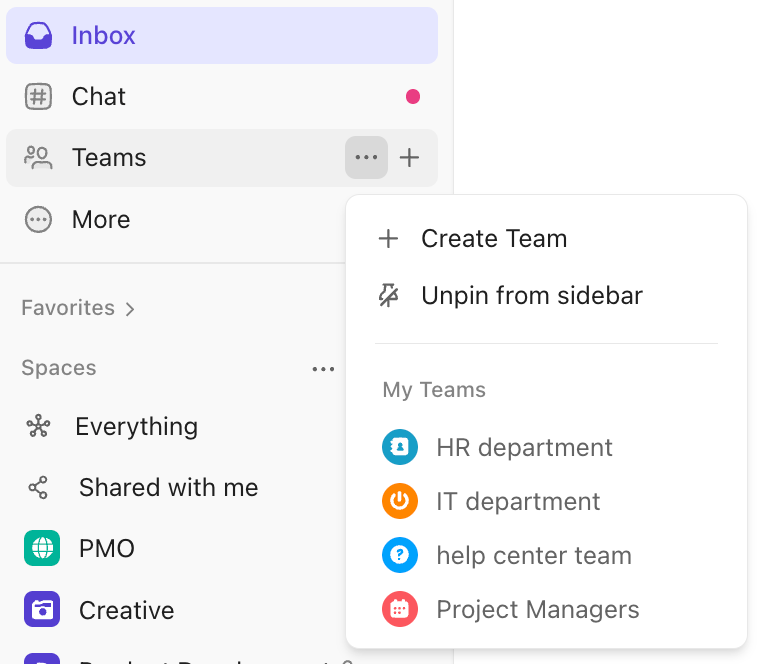 Intro to Teams Hub – ClickUp Help
