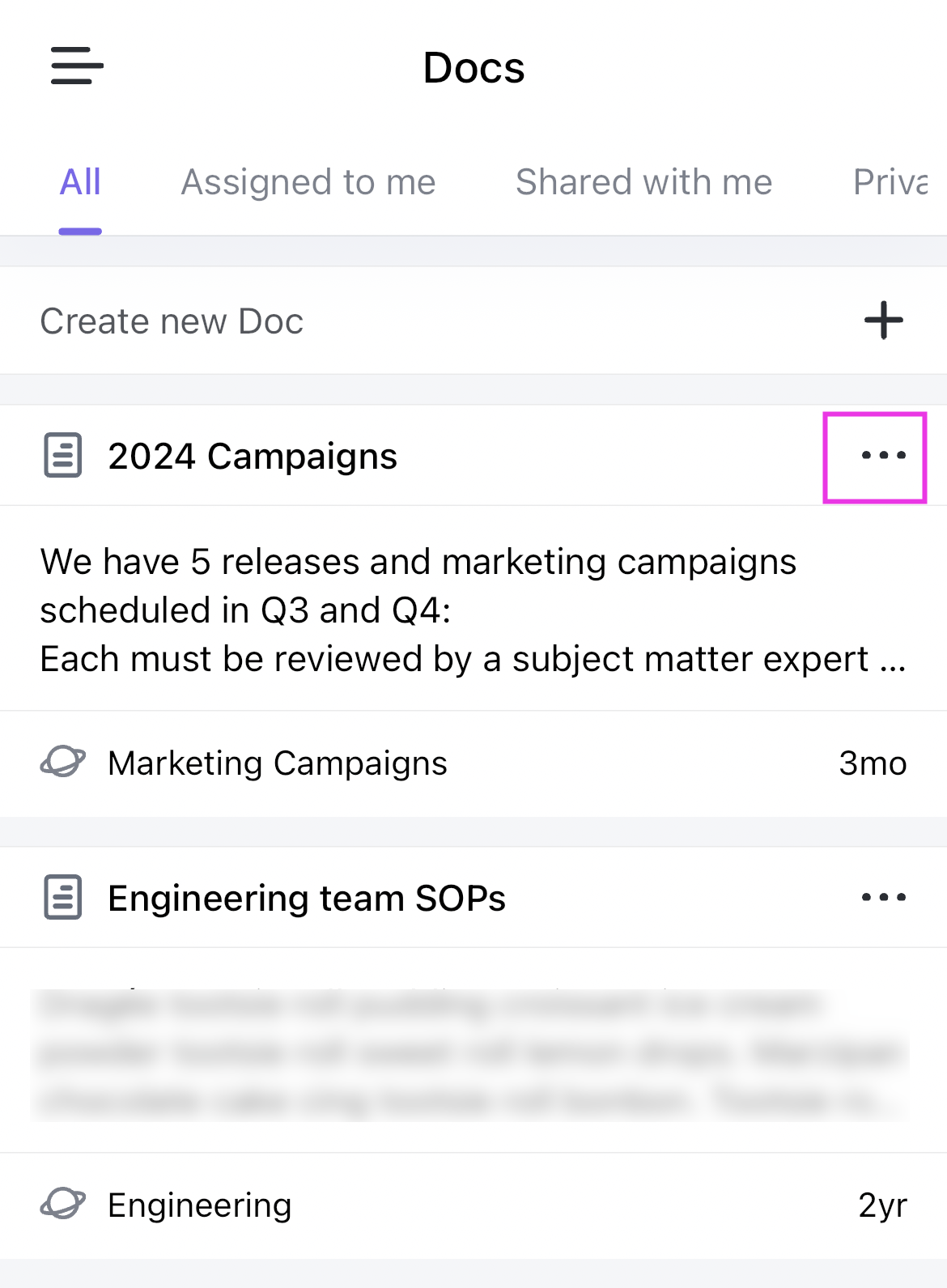 Edite Docs e páginas no aplicativo móvel – ClickUp Help