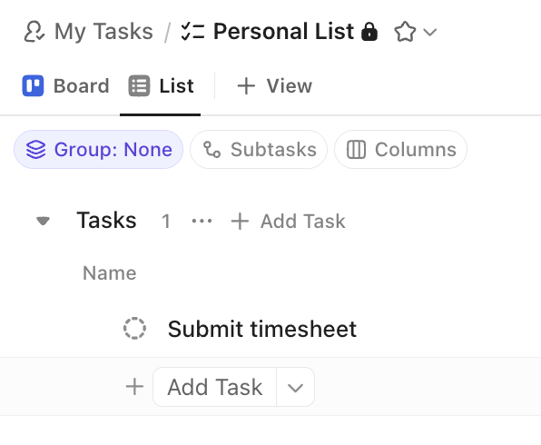 Create and add tasks to your Personal List – ClickUp Help