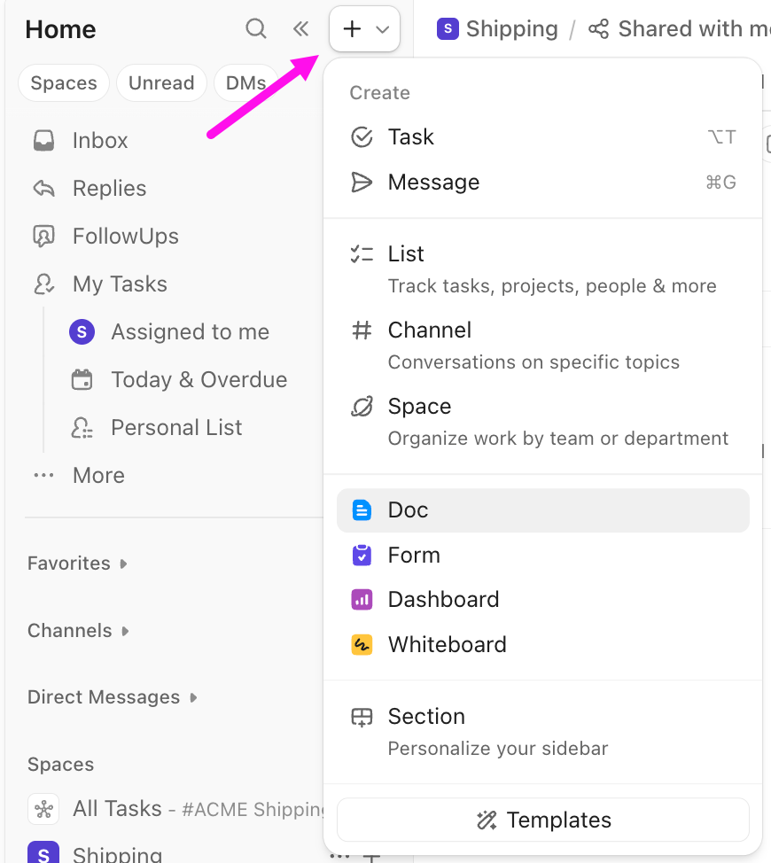 Create a Doc – ClickUp Help