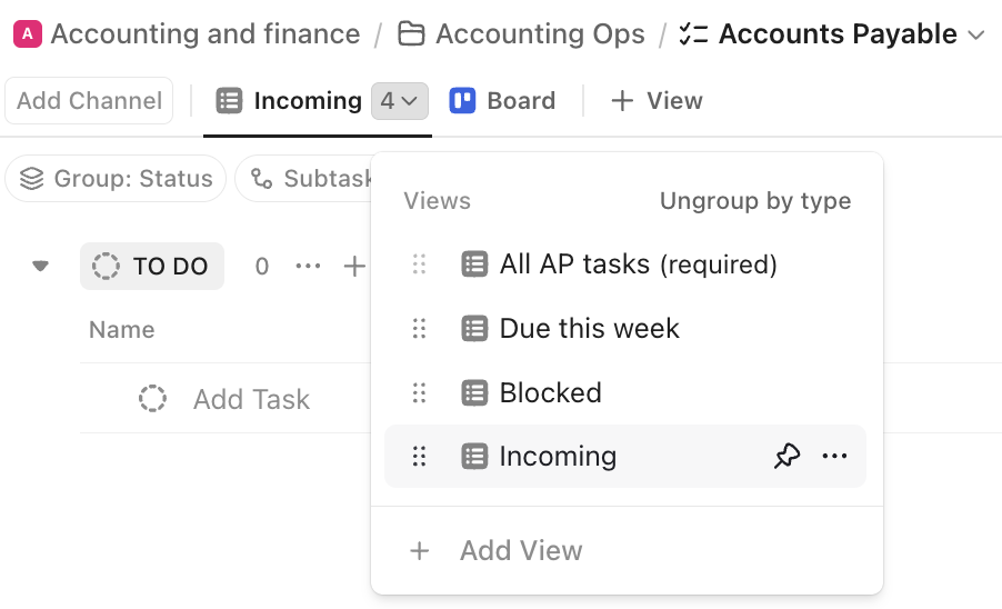 Group and reorder views – ClickUp Help