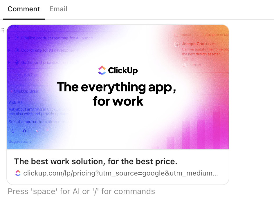 Preview website links – ClickUp Help