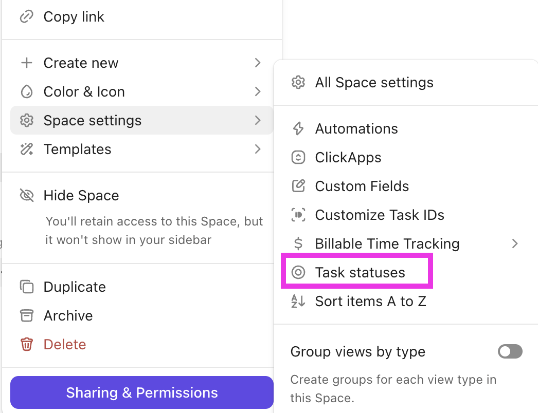 Edit task statuses – ClickUp Help