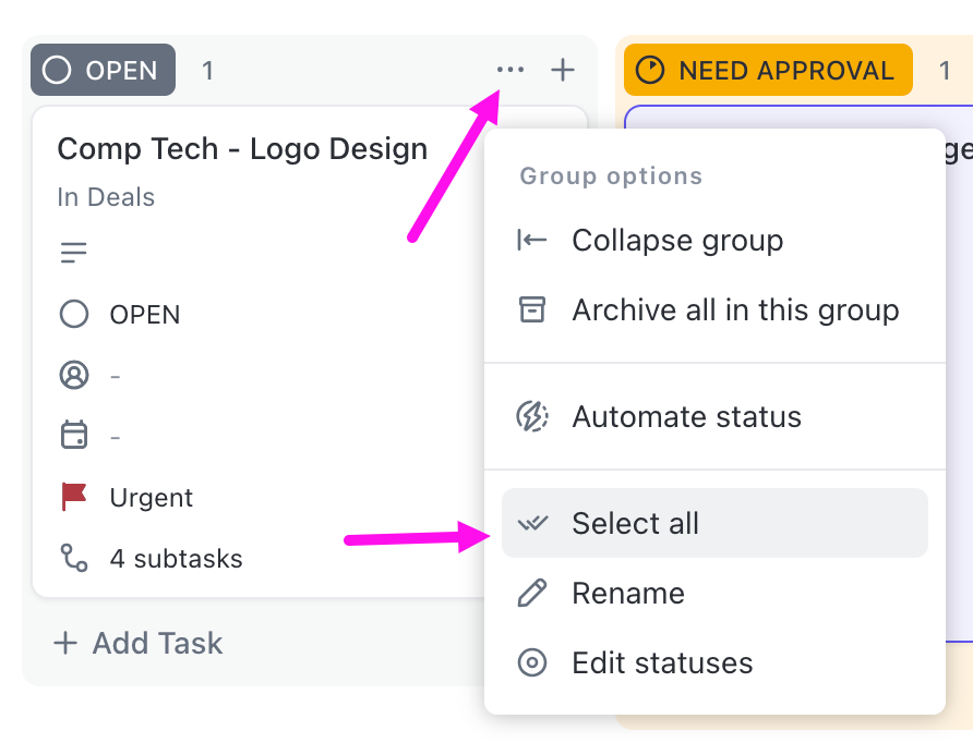 Gestiona las tareas con la barra de herramientas de acciones en lote – ClickUp Help