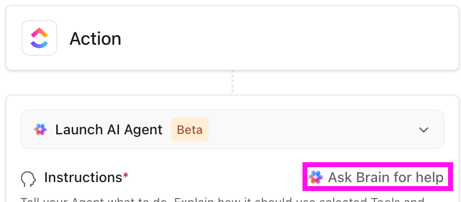 Ask ClickUp AI for help with Agents – ClickUp Help