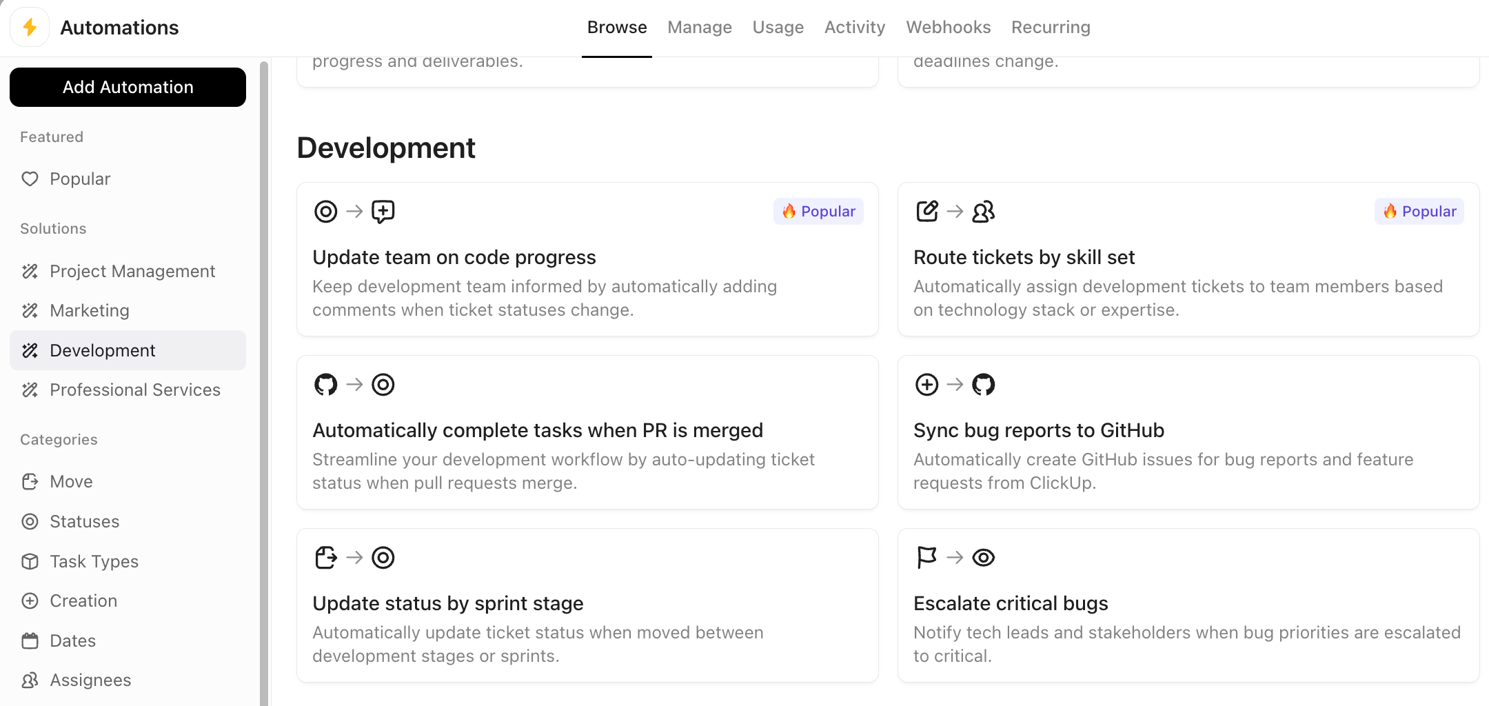 Create an Automation – ClickUp Help