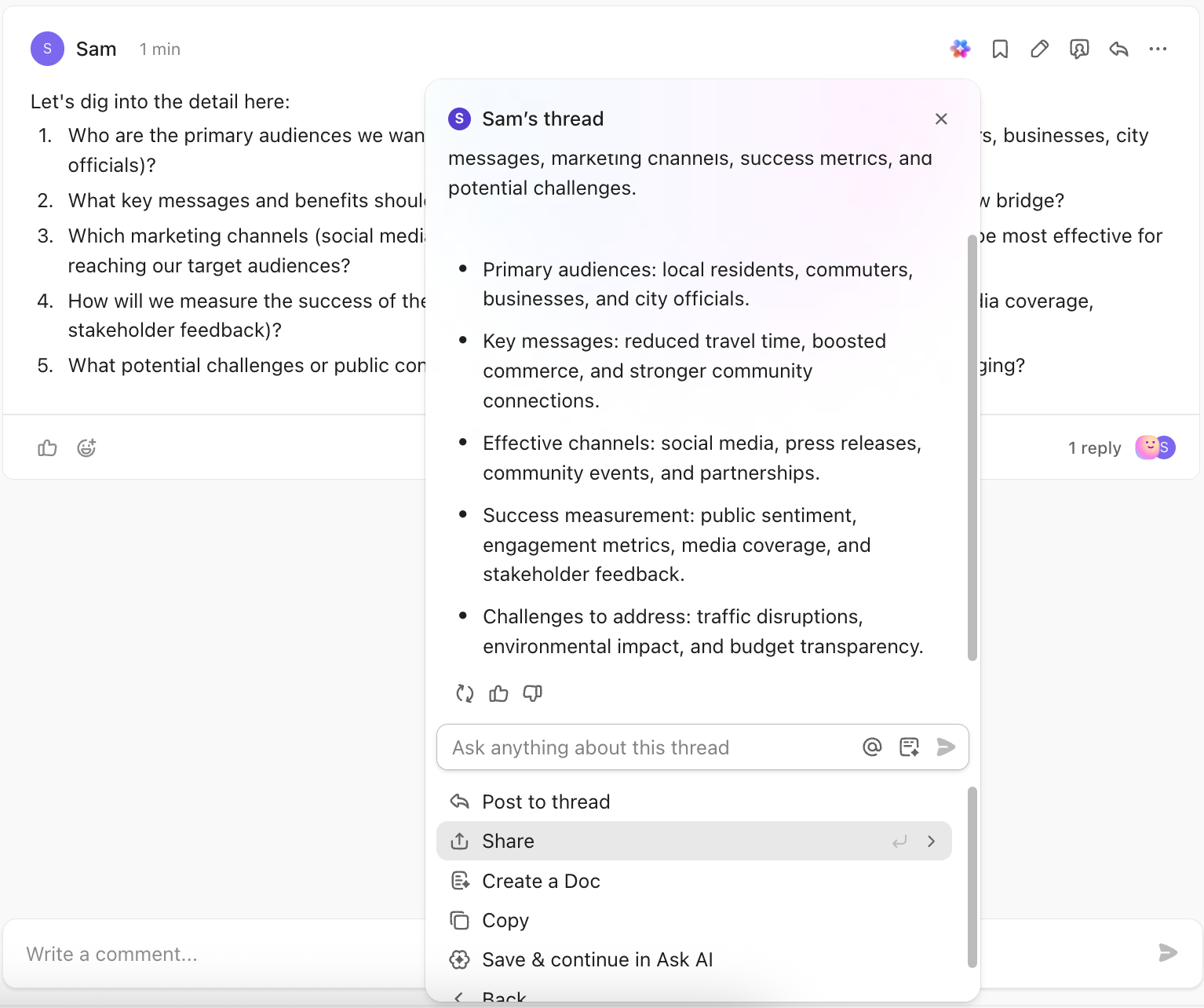 Share items and AI responses – ClickUp Help