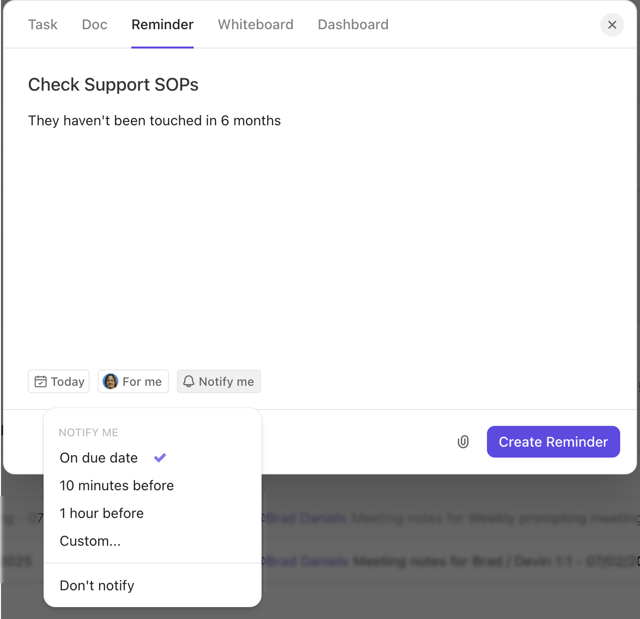 Create a reminder – ClickUp Help
