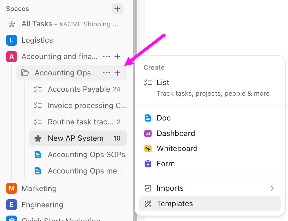 Crea, aplica y actualiza las plantillas de documentos – ClickUp Help