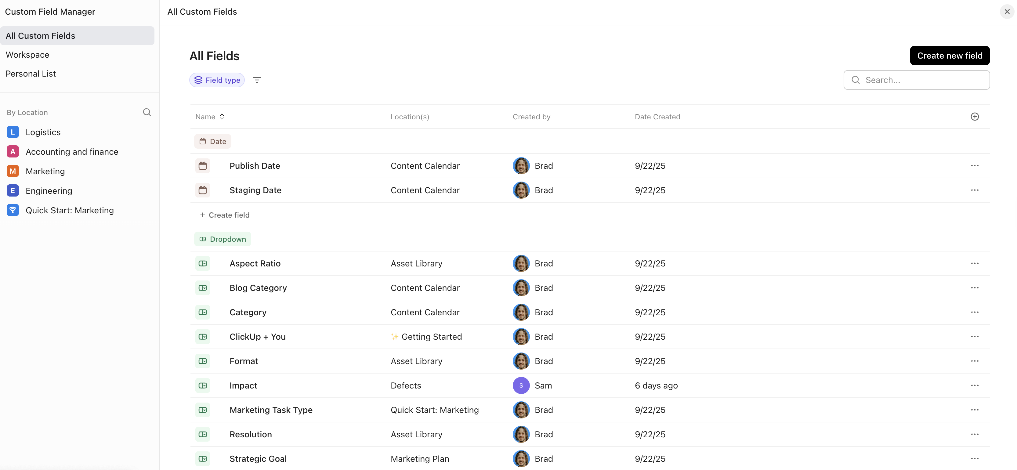 Intro to Custom Field Manager – ClickUp Help