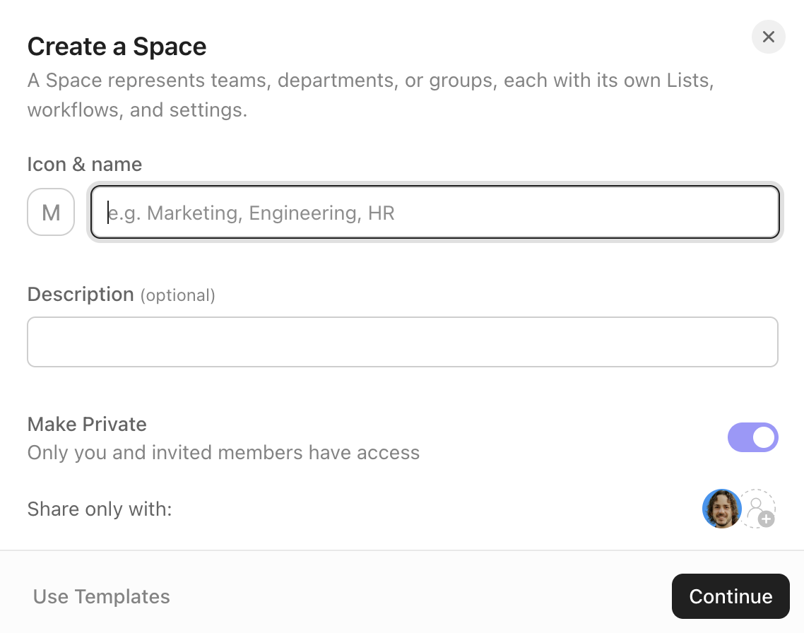 Create and edit Spaces – ClickUp Help