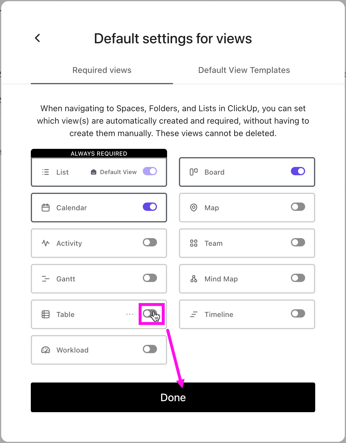 Make a required view – ClickUp Help
