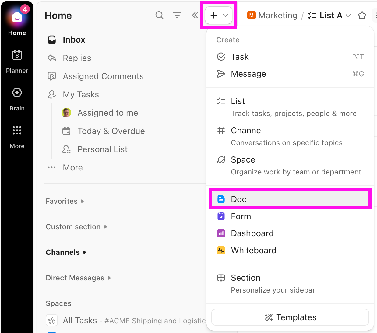 Create a Doc – ClickUp Help