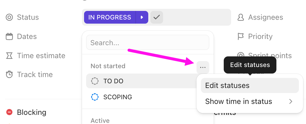 Use statuses on tasks – ClickUp Help