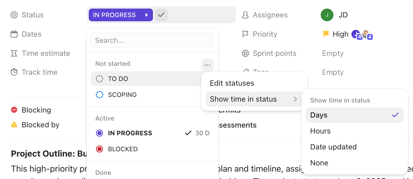 Use statuses on tasks – ClickUp Help