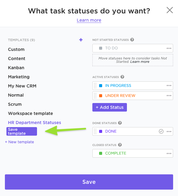 Status Templates ClickUp Help