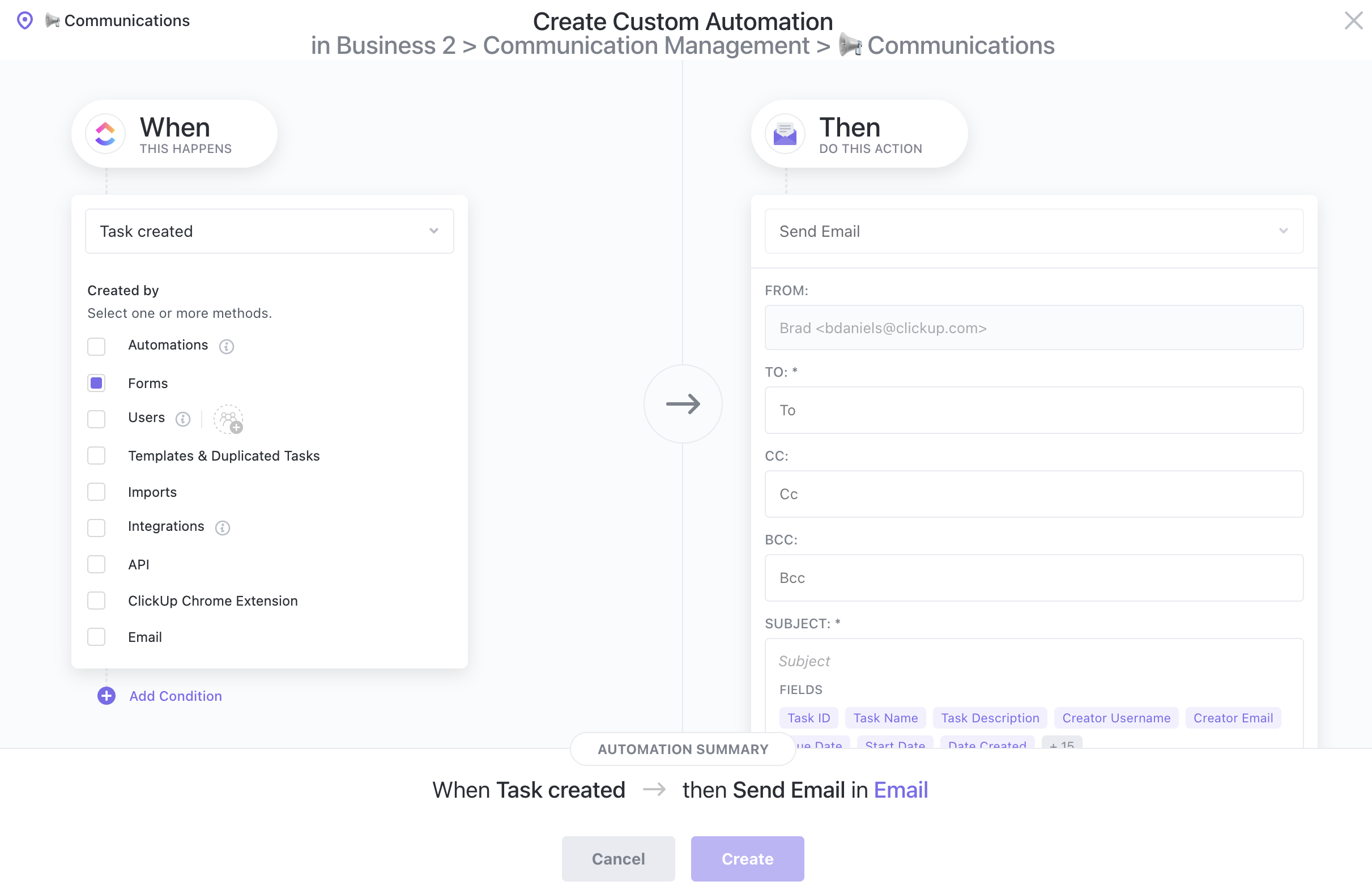 Create An Email Automation ClickUp Help