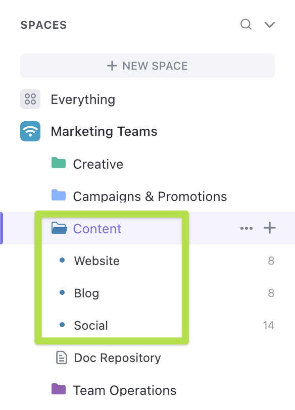 Organize your Workspace Hierarchy for marketing teams – ClickUp Help